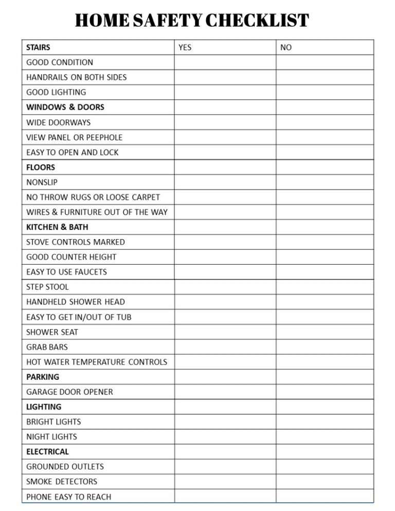 HOME SAFETY CHECKLIST - Becca Katz Printables
